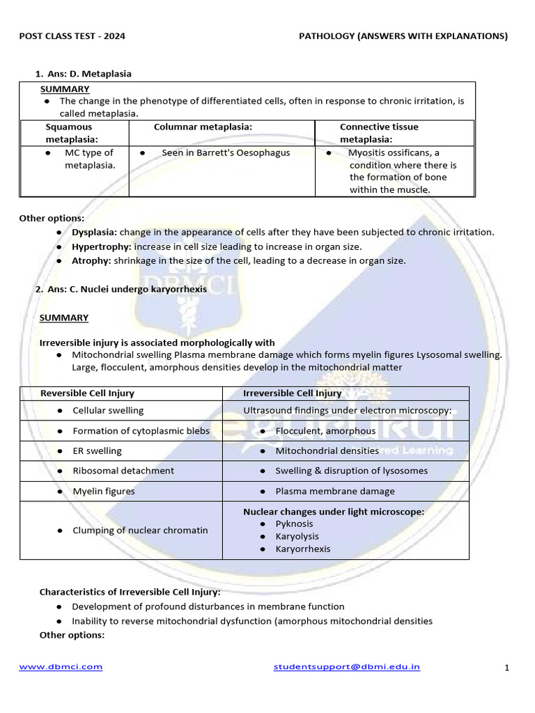 4_PCT_PATHOLOGY_ANSWER_KEY_2024_OK_BY_DR_PRAVEEN_KUMAR_2 (1) | PDF | Coagulation | Cell Adhesion