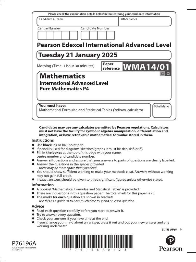 WMA14 Jan25 QP | PDF | Sphere | Area
