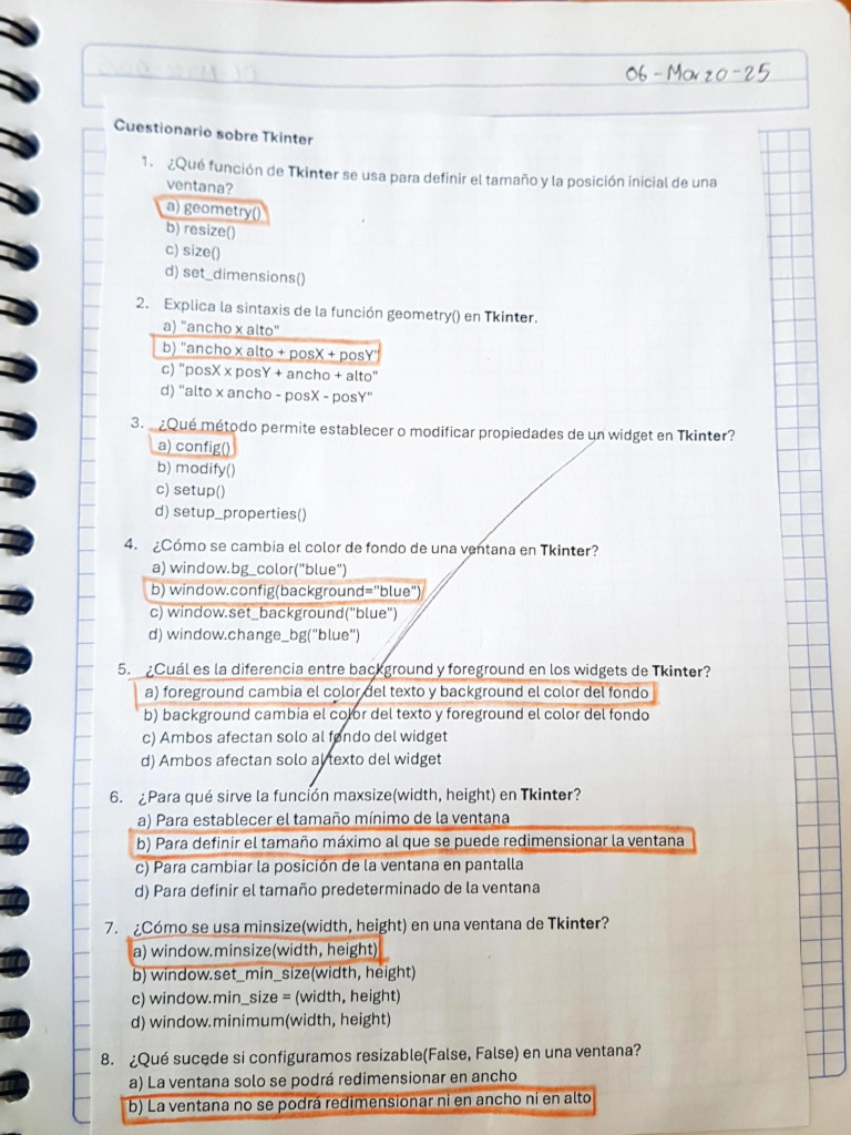 Cuestionario Sobre Tkinter | PDF | Interfaces gráficas de usuario ...