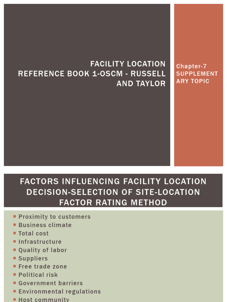 Chapter - 7 Supplementary Reading Facility Location | PDF