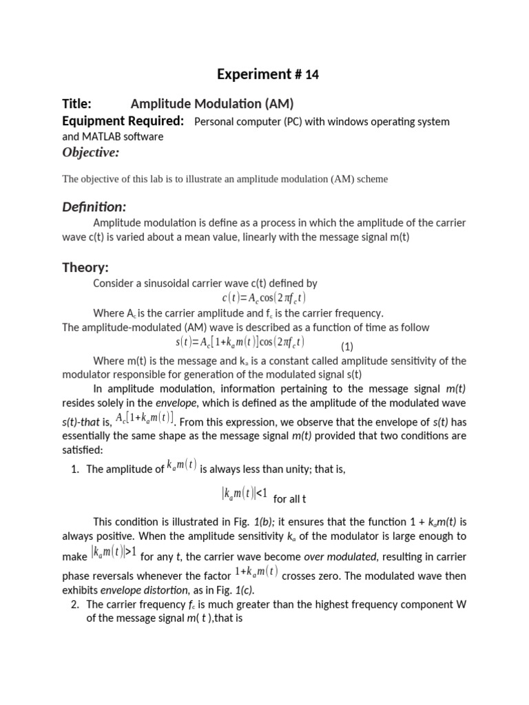Lab 14B | PDF | Modulation | Amplitude