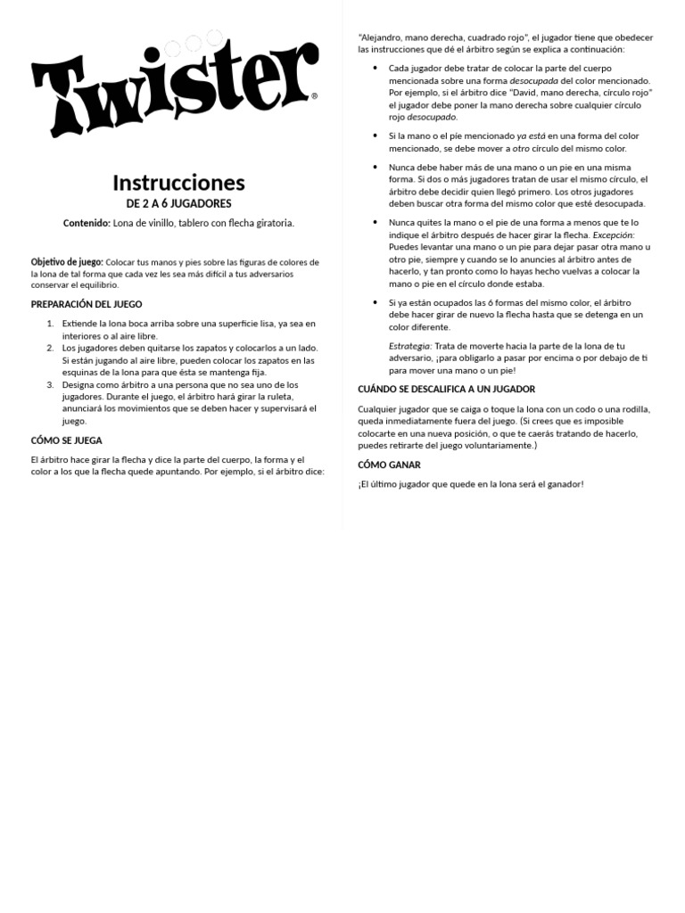 Instrucciones Twister | PDF