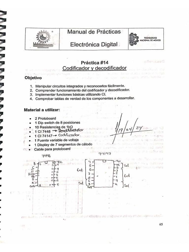 Práctica 14. Codificador y decodificador | PDF