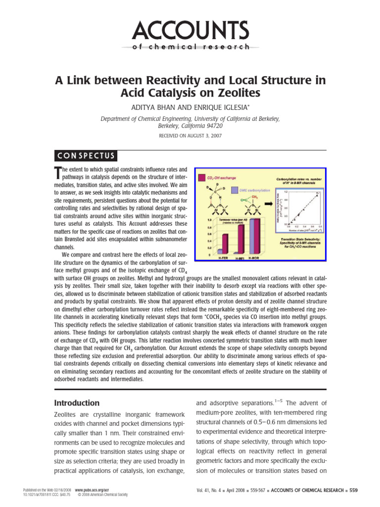 A Link Between Reactivity and Local Structure in Acid Catalysis On ...