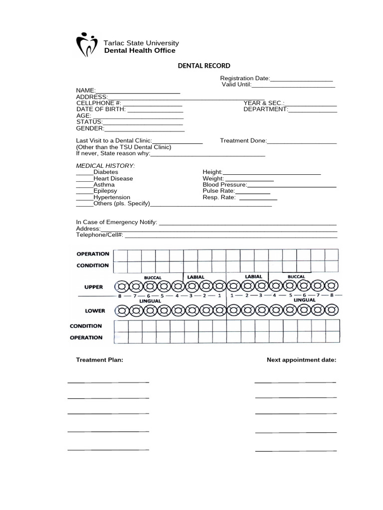 SF 01 Revised Dental Record | PDF