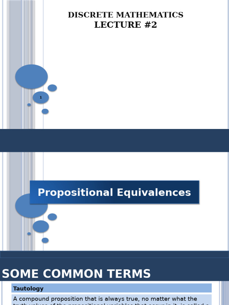 2.lecture 2 Propositional Equivalence | PDF | Contradiction | Syntax ...