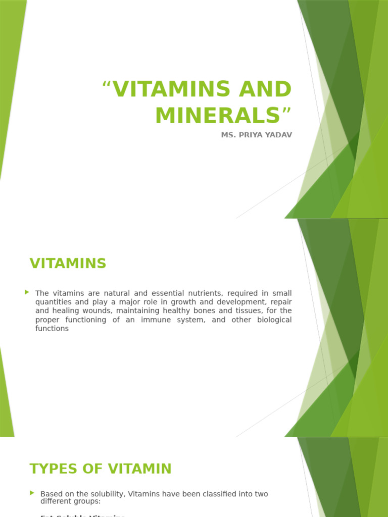 Vitamins and Minerals Overview Guide | PDF | Vitamin | Essential Nutrients