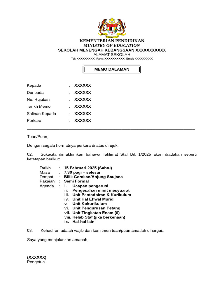 Contoh Memo Dalaman | PDF