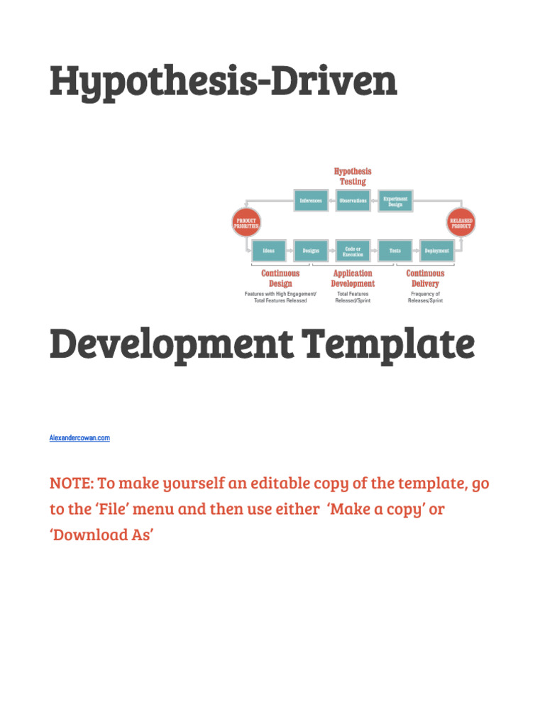 Hypothesis-Driven Development (HDD) Template (MAKE COPY) | PDF | Usability | Hypothesis