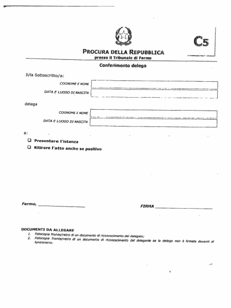 Modello Delega Per Richiesta Certificato | PDF