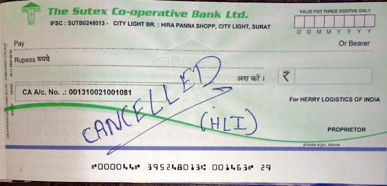Cancelled Cheque (Hli) | PDF