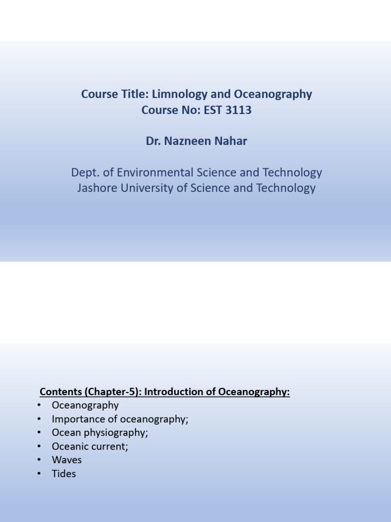 Lec-5 - EST-3113 - NN - Ch-5 - 10.03.2025 | PDF | Tide | Moon