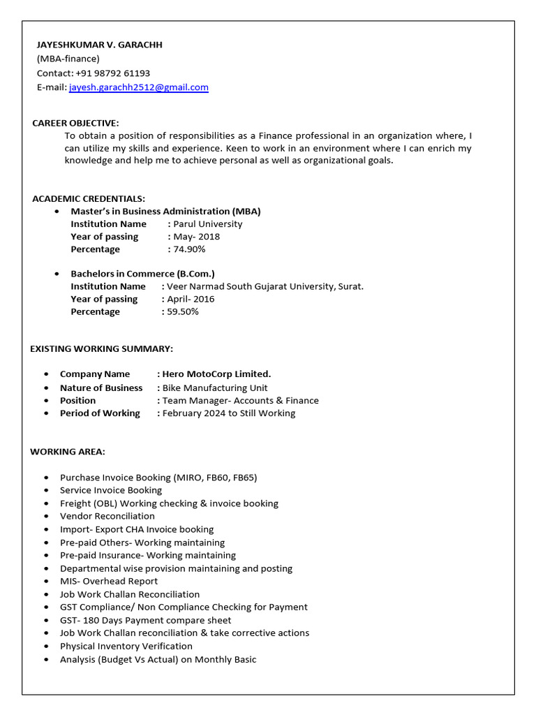 Jayesh Garachh Updated Resume Pdf Business
