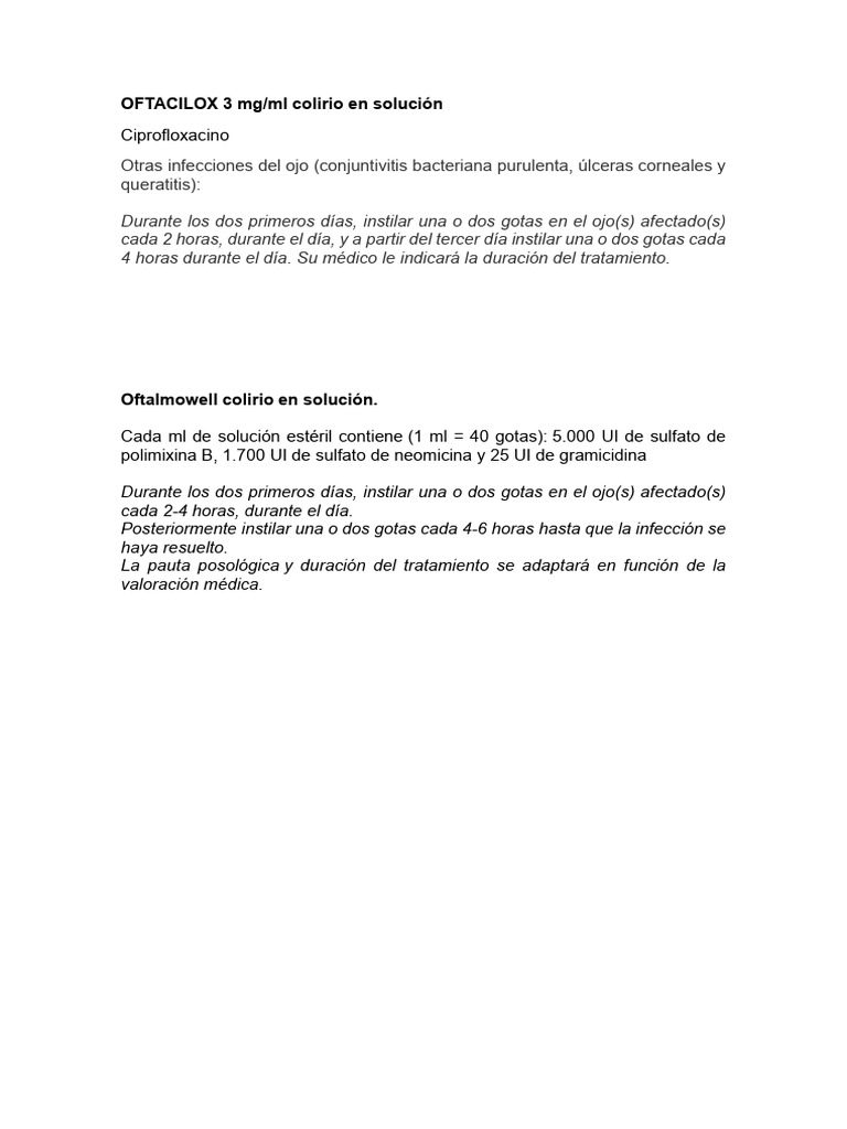 Colirios Antibioticos Oftalmologia | PDF