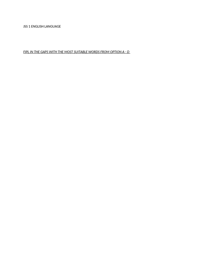 Jss 1 English L-wps Office | PDF