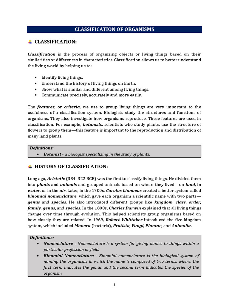 Classification of Organism | PDF | Cell (Biology) | Amphibian