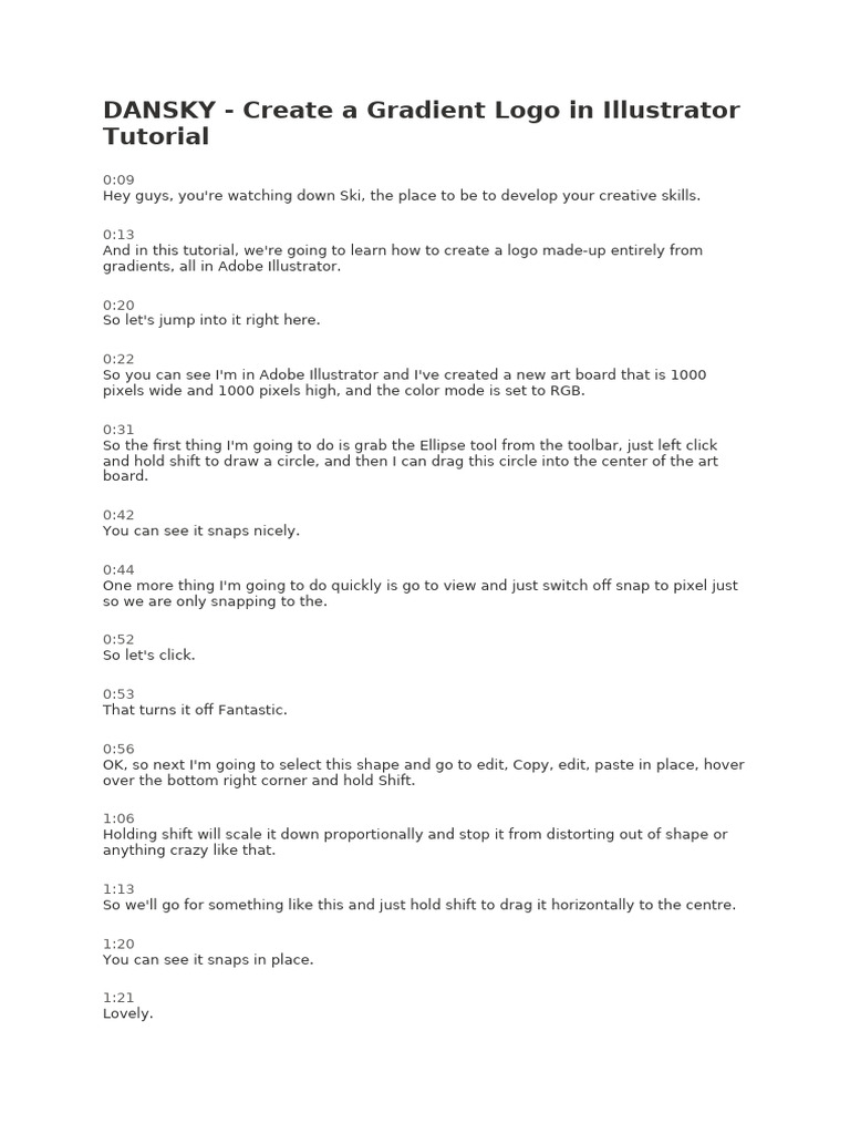 DANSKY - Create A Gradient Logo in Illustrator Tutorial-en-US | PDF