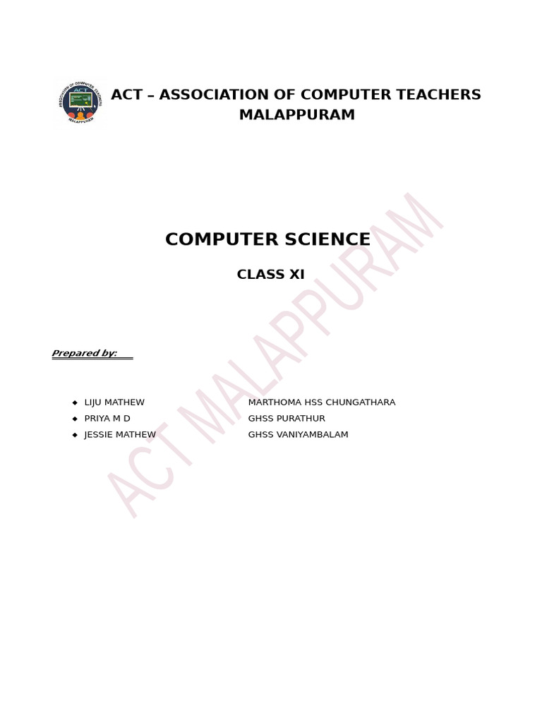 Class XI Computer Science Overview | PDF | Printer (Computing ...