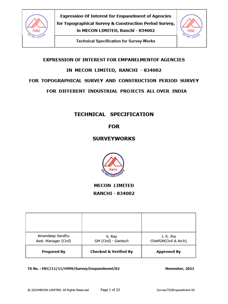 Empanelment Survey TS. | PDF | Surveying | Topography