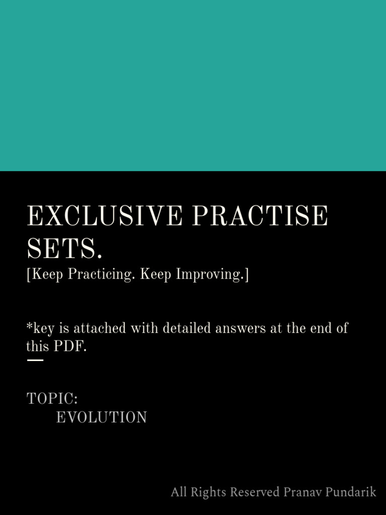 Practise Sets. EVOLUTION PRANAVLIVE | PDF | Evolution | Natural Selection