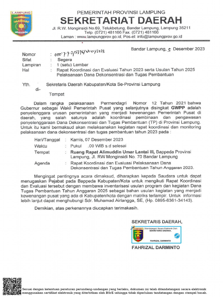 3. Surat Undangan Kabupaten Kota Dekon Tp 2023 (4) | PDF