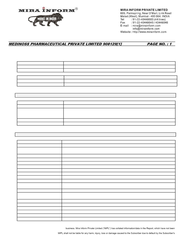 Sample Report SME India | PDF | Legal Liability | Disclaimer