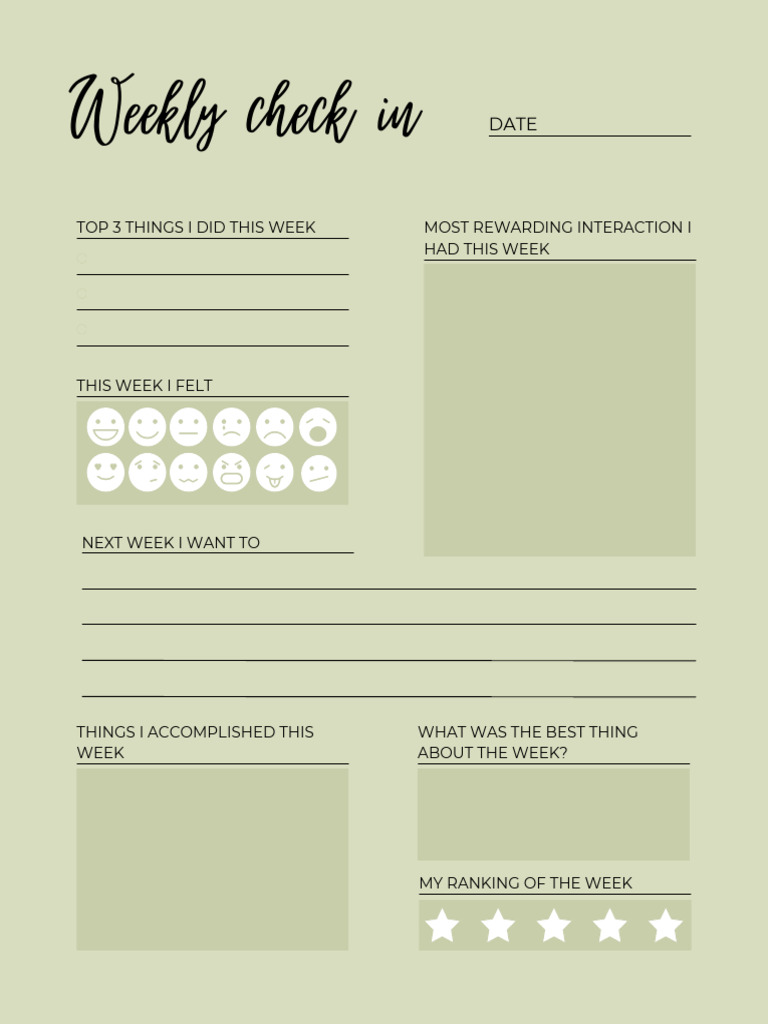 Weekly Check in Journal | PDF