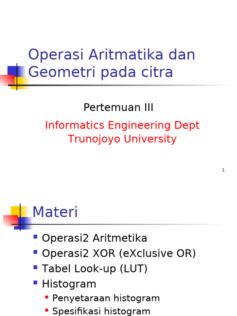 Lecture 3 Operasi Aritmatika Dan Geometri Citra | PDF