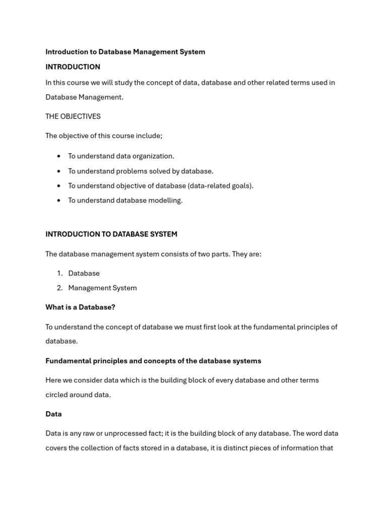 Introduction To Database Management System | PDF | Databases | Conceptual Model