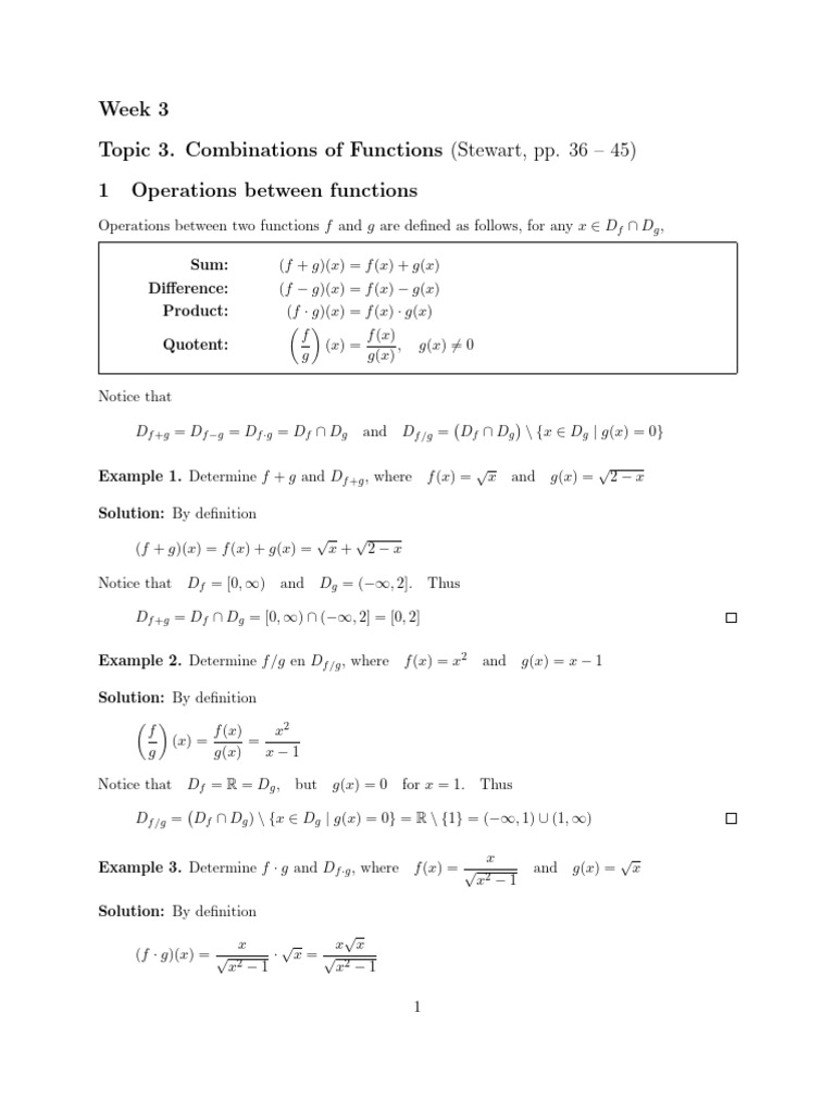 Combinations of Functions Explained | PDF | Function (Mathematics ...