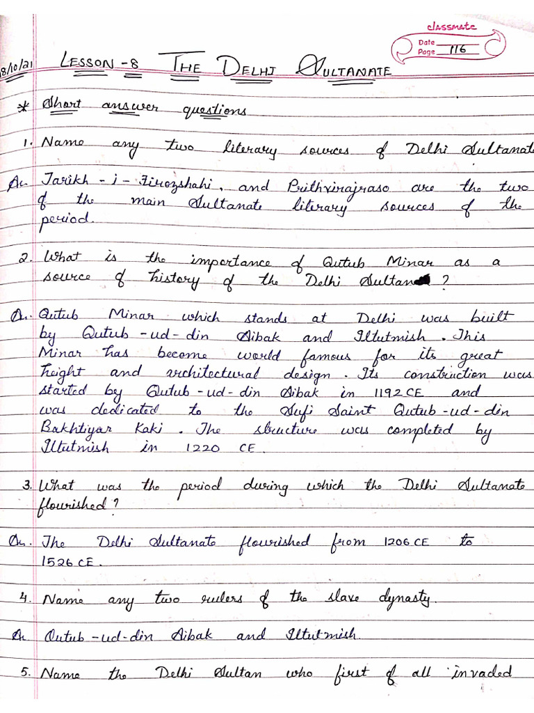 History Ch-8 The Delhi Sultanate | PDF