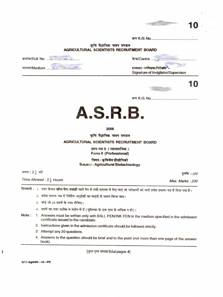 ASRB NET Agriculture Previous Question Paper | PDF | Gene | Vector ...