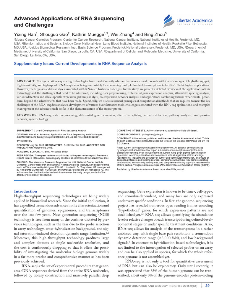 Advanced Applications of RNA Sequencing | PDF | Dna Sequencing ...