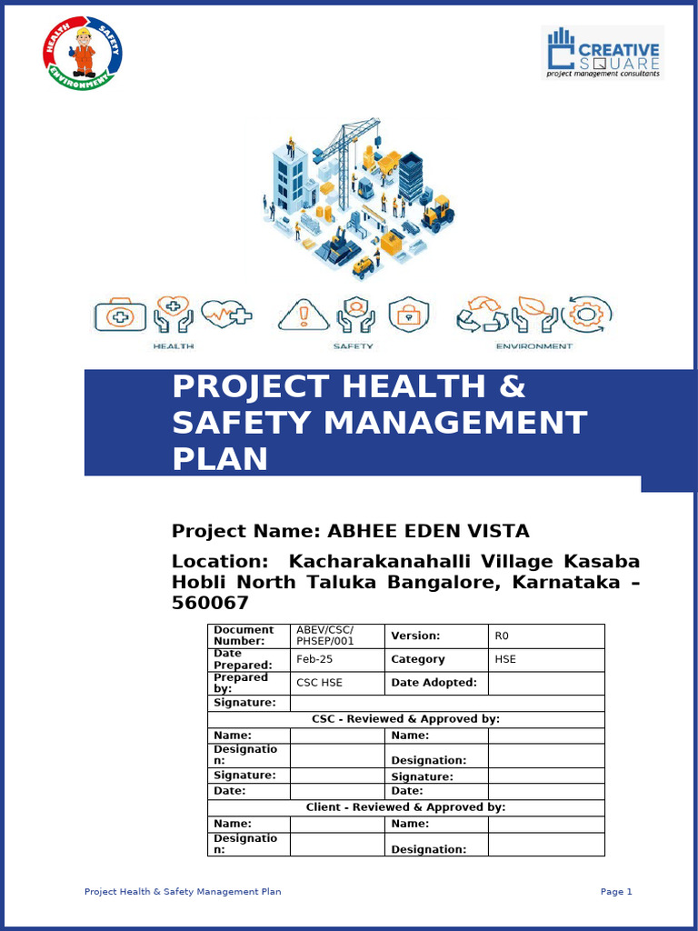 CSC - Project Health & Safety Management Plan | PDF | Occupational ...