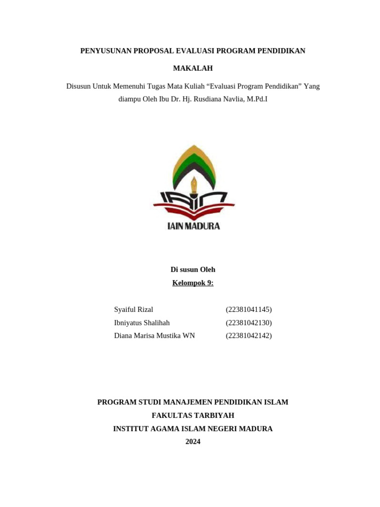 Makalah Kel. 9 (Penyusunan Proposal Eavluasi Progam Pendidikan) | PDF