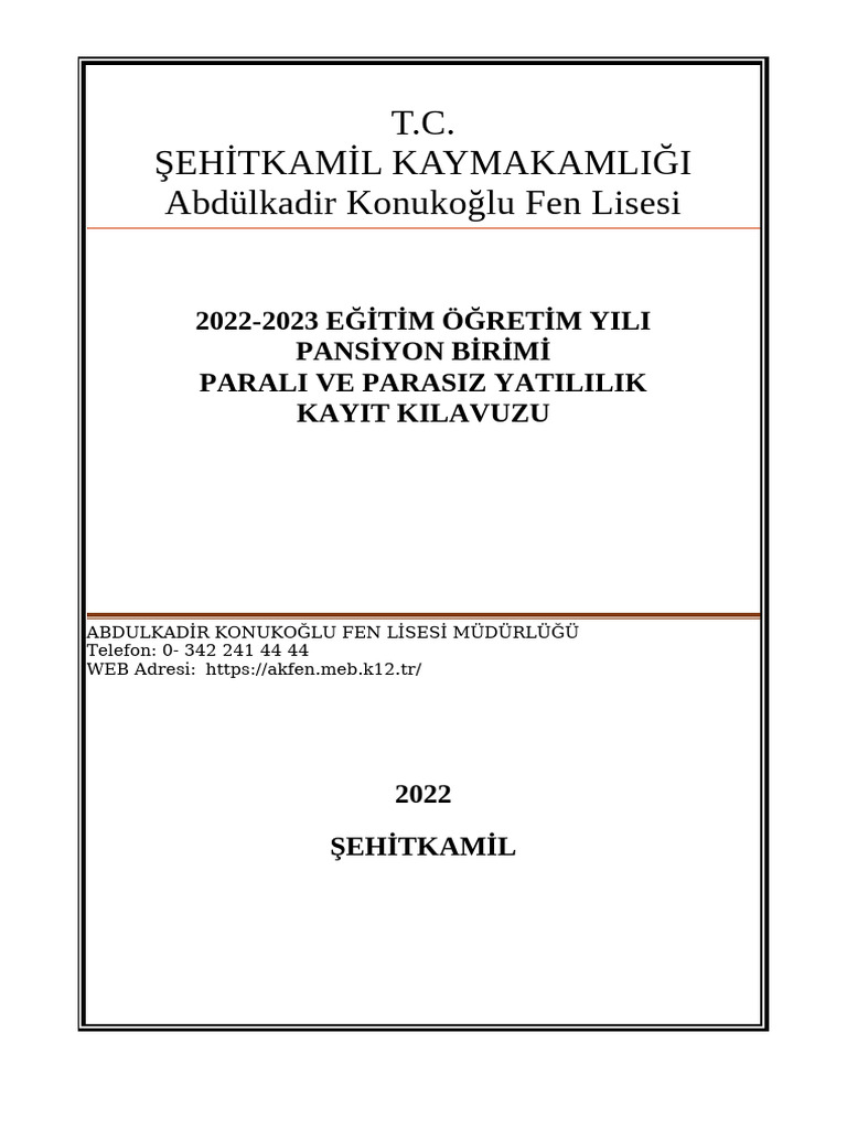 2022 2023 Yurt Kayit Klavuzu | PDF