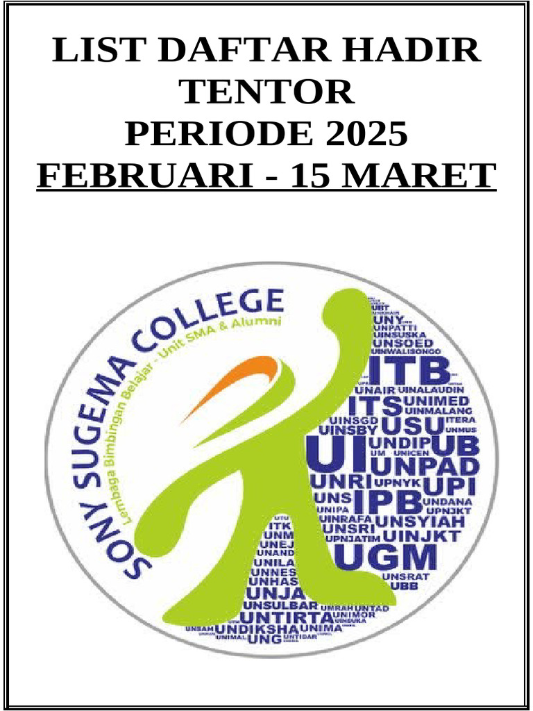 Cover Absensi Tentor | PDF