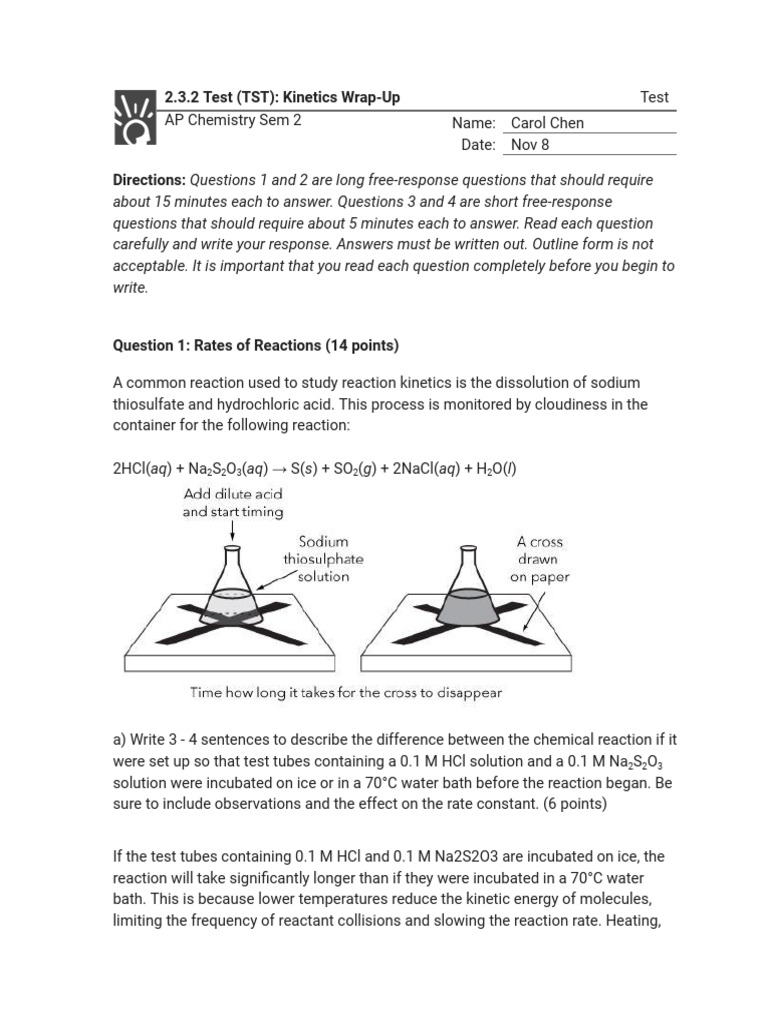 2.3.2 Test (TST) - Kinetics Wrap-Up (Test) | PDF | Reaction Rate ...