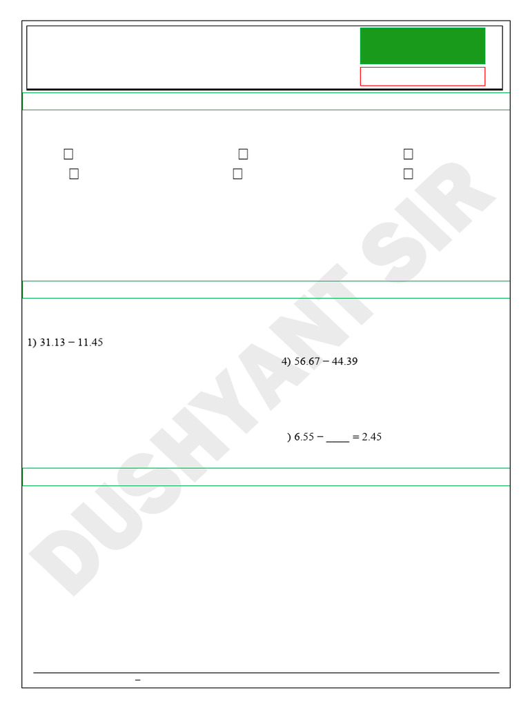 G5 MATHS PRACTISE-SHEET-1 COMBINE-SYLLABUS Ananya | PDF | Mathematics
