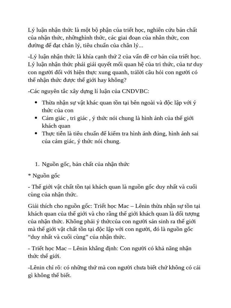 lý luận nhận thức.btap | PDF