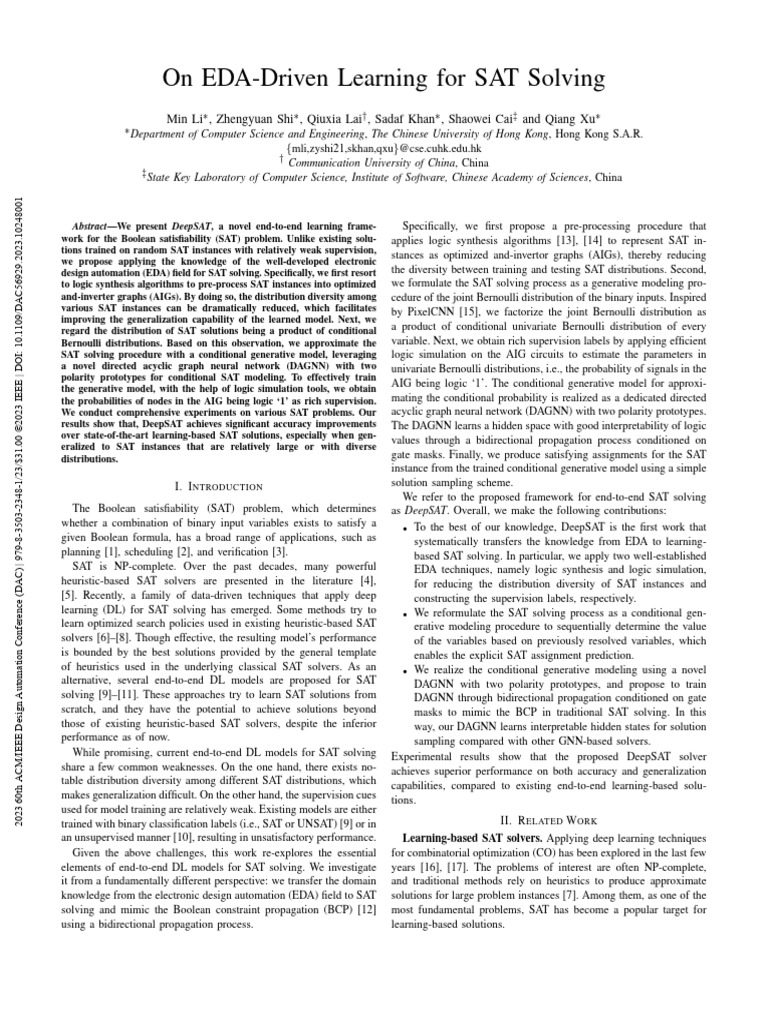 Li et al. - 2023 - On EDA-Driven Learning for SAT Solving | PDF ...