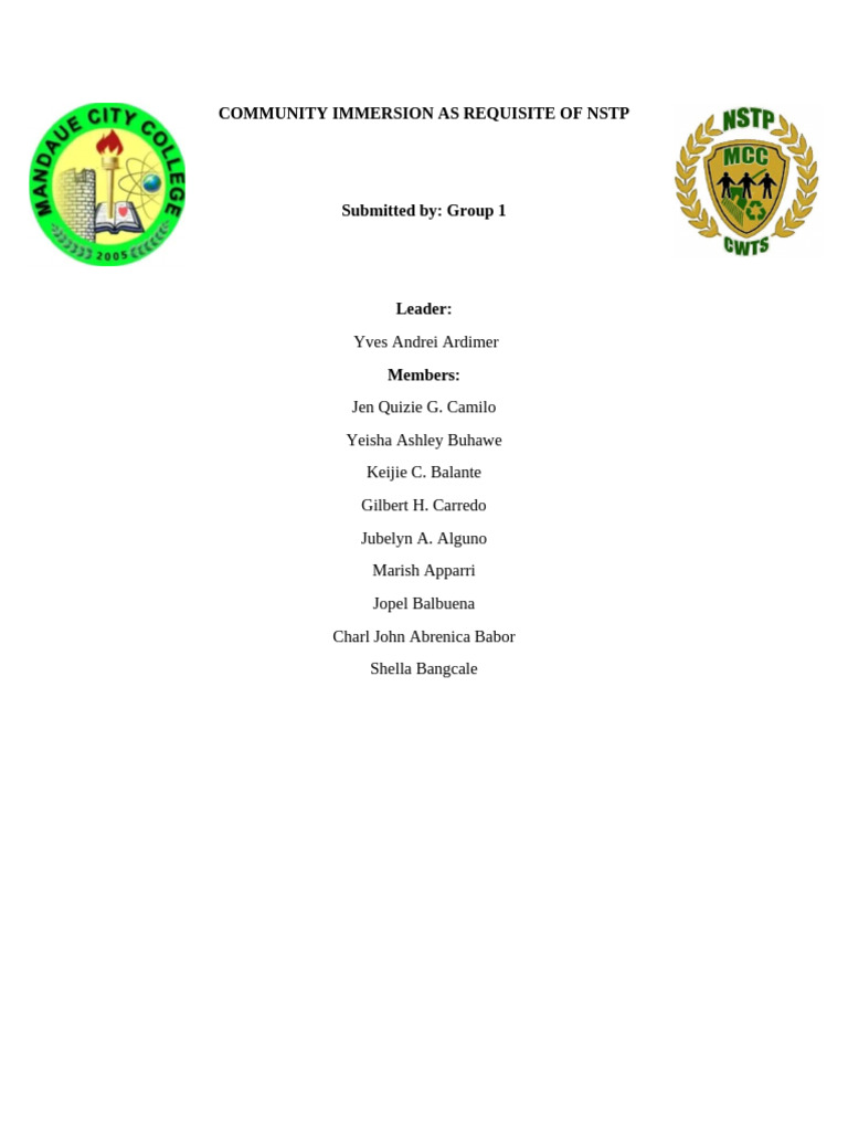 Community Immersion As Requisite of NSTP | PDF | Community | Citizenship