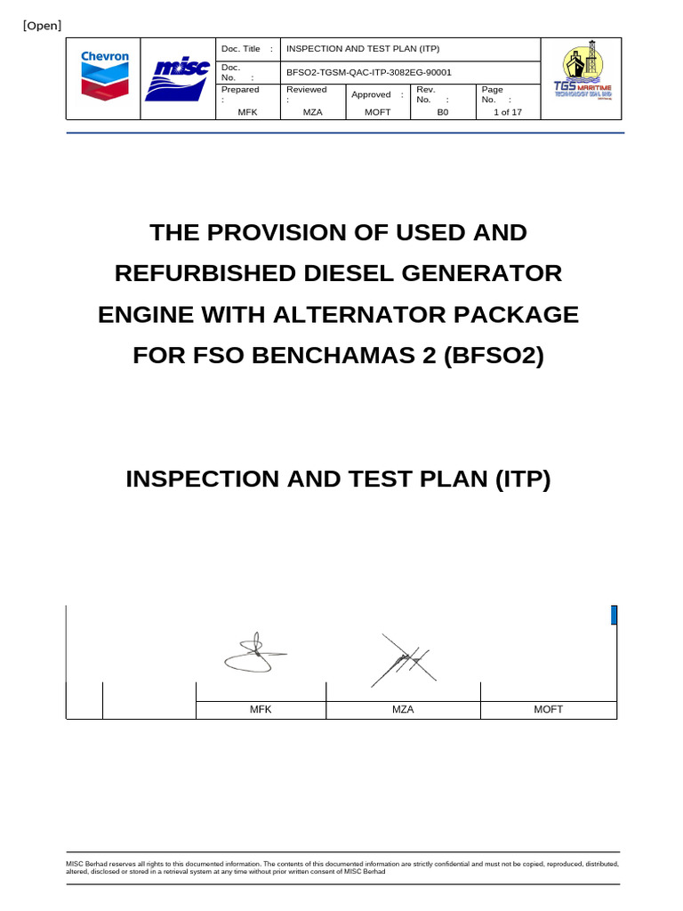 Bfso2 TGSM Qac Itp 3082eg 90001 b0 Inspection & Test Plan | PDF ...