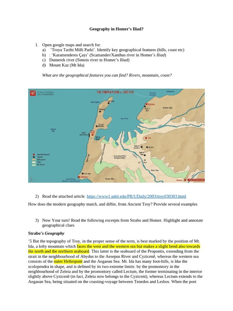 WK 6 L1 Troy Geography in Ancient Sources | PDF | Hector | Achilles