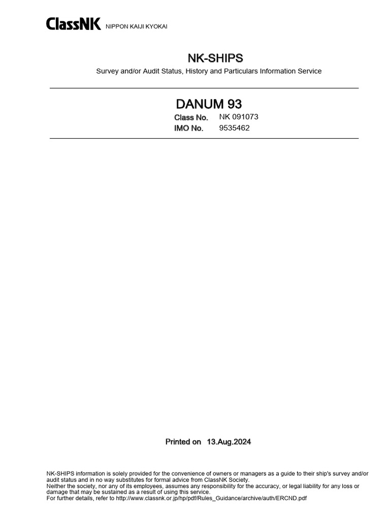 Danum 93 Class Status 1 | PDF | Cylinder (Engine) | Mechanical Engineering
