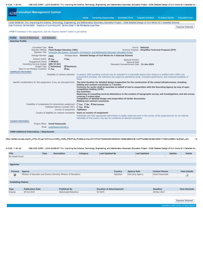 CS06 Detailed Design of Civil Works For 3 Selected Schools | PDF | Asian Development Bank