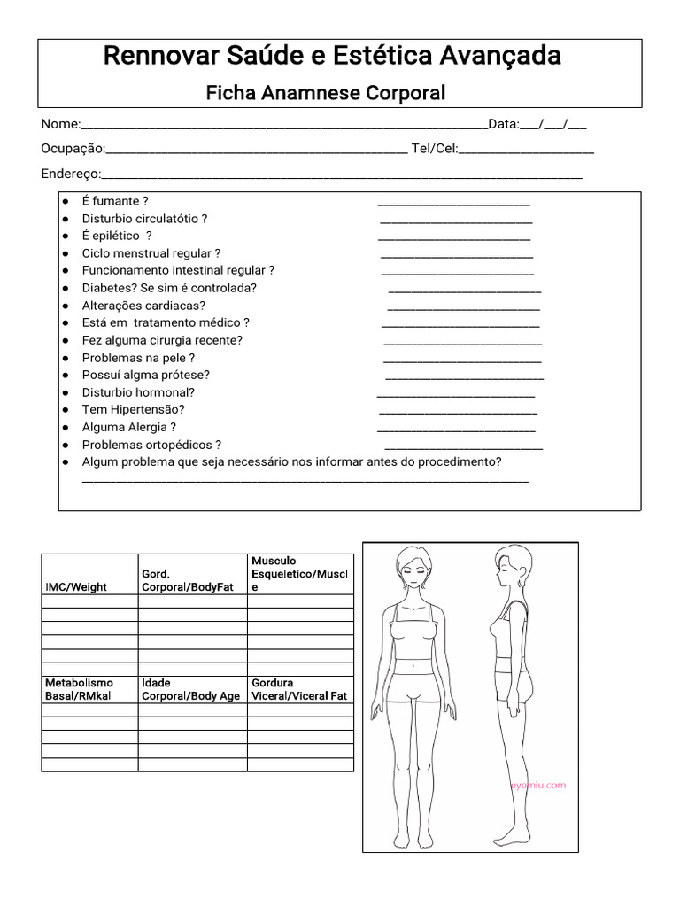 Ficha Anamnese Corporal | PDF