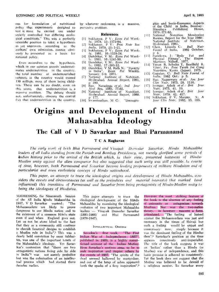 Savarkar - Hindutva - Copy 1st PDF Notes After Notebook | PDF