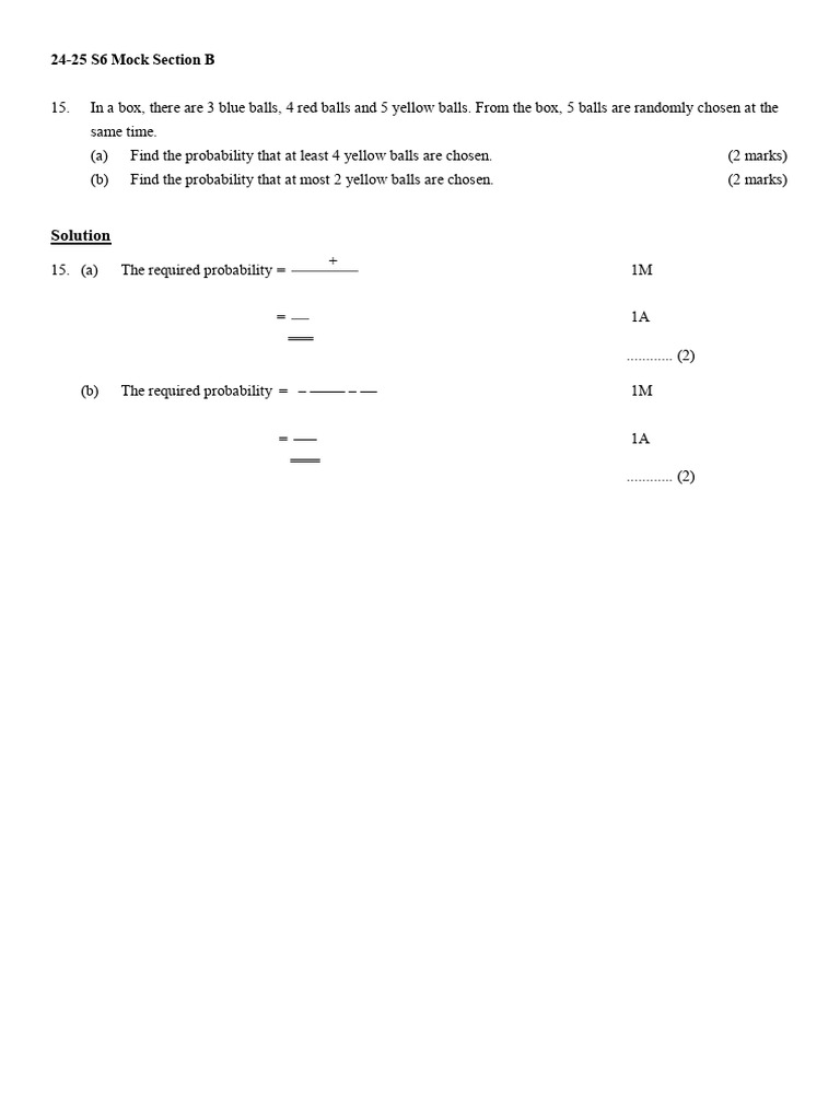 2024-2025 MockExam S6 Maths (Core) P1 (Section B Solutions) | PDF ...