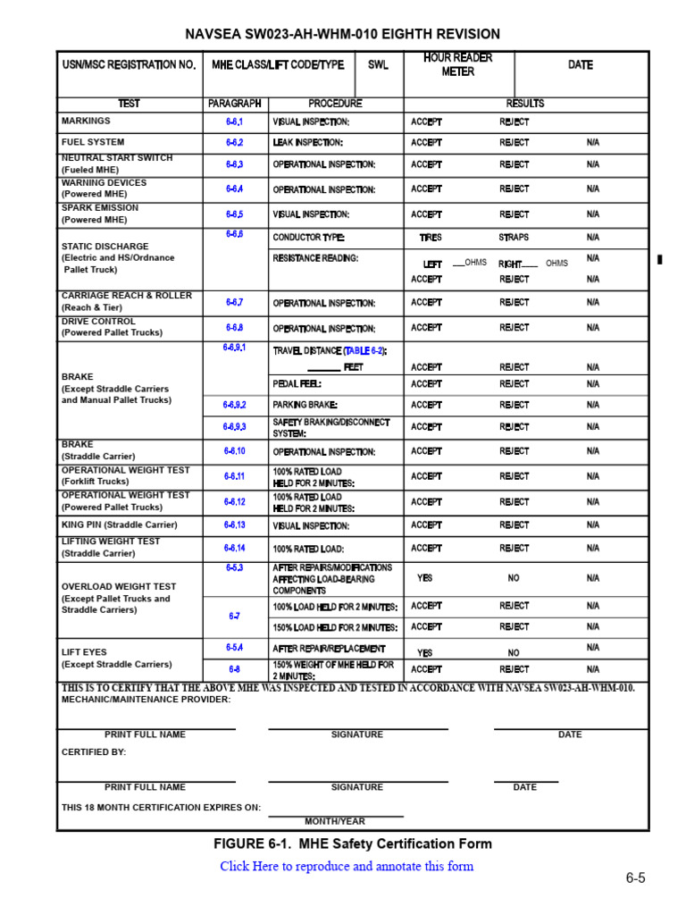 MHE Safety Certification Form Guide | PDF